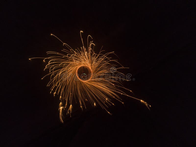 Sparks of Fire Fly in the Darkness Stock Image - Image of fireworks ...
