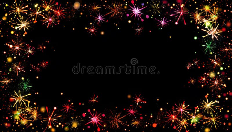 Sparks and Fireworks Creating a Rectangular Frame with Copy Space on ...