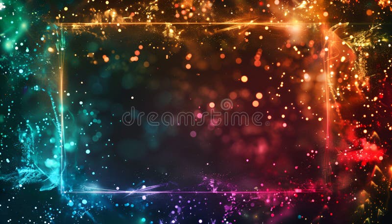 Sparks and Fireworks Creating a Rectangular Frame with Copy Space on ...