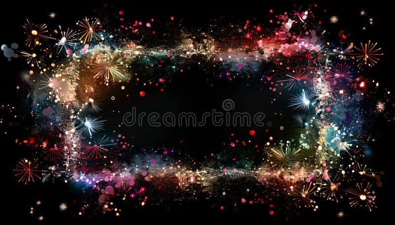 Sparks and Fireworks Creating a Rectangular Frame with Copy Space on ...