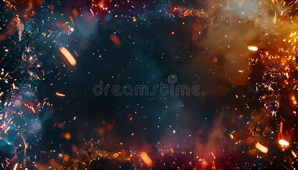 Sparks and Fireworks Creating a Rectangular Frame with Copy Space on ...