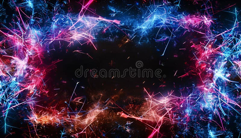 Sparks and Fireworks Creating a Rectangular Frame with Copy Space on ...