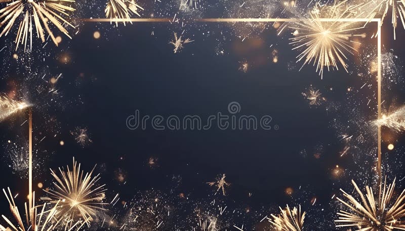Sparks and Fireworks Creating a Rectangular Frame with Copy Space on ...