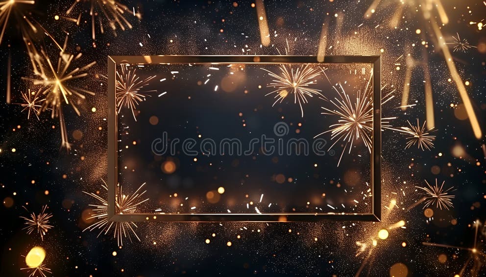 Sparks and Fireworks Creating a Rectangular Frame with Copy Space on ...