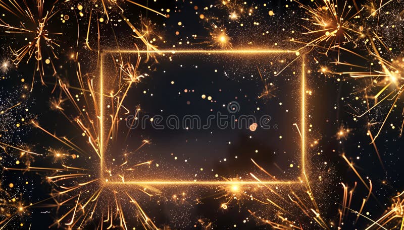 Sparks and Fireworks Creating a Rectangular Frame with Copy Space on ...