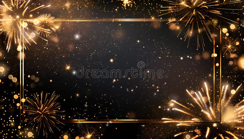 Sparks and Fireworks Creating a Rectangular Frame with Copy Space on ...