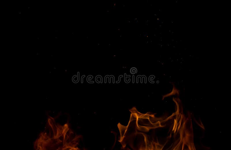 Sparks from a Flame in Motion on a Black Background. Abstraction of Blurred Flame. Stock Image ...