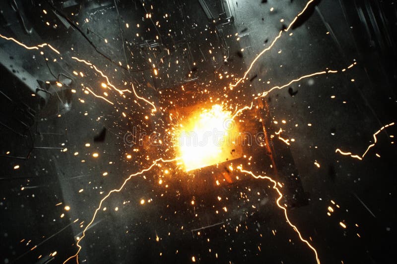 Sparks and Flames Erupt in a Dramatic Explosion Inside a Dark ...