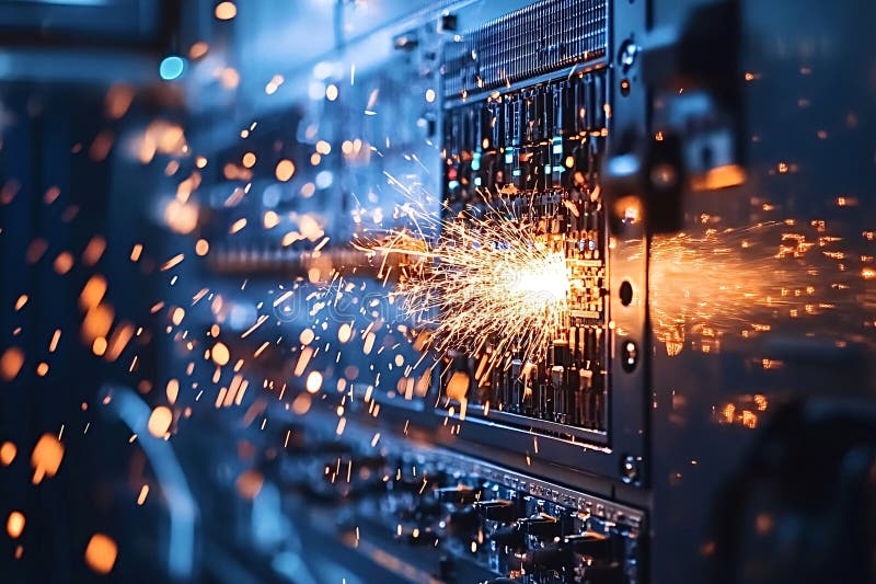 Sparks Flying during Electronic Circuit Board Assembly Stock Photo ...