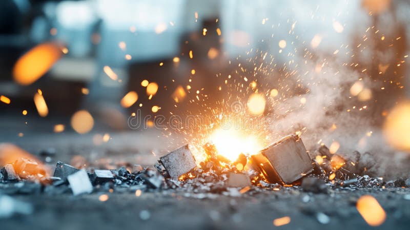 Sparks Flying from Metal in Forge Stock Illustration - Illustration of ...