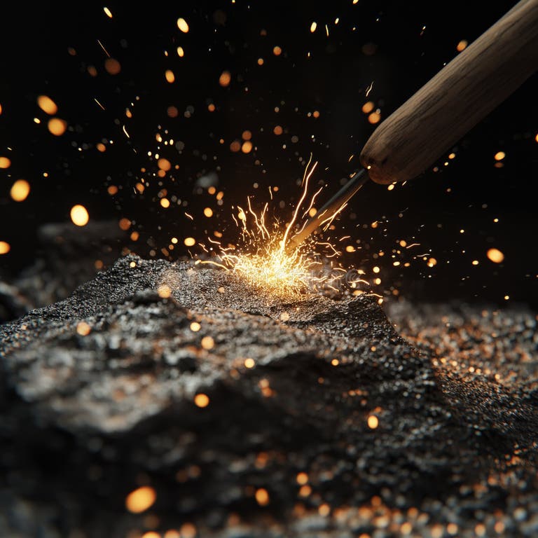 Sparks Flying from Metal Surface with Close-up Action Stock ...