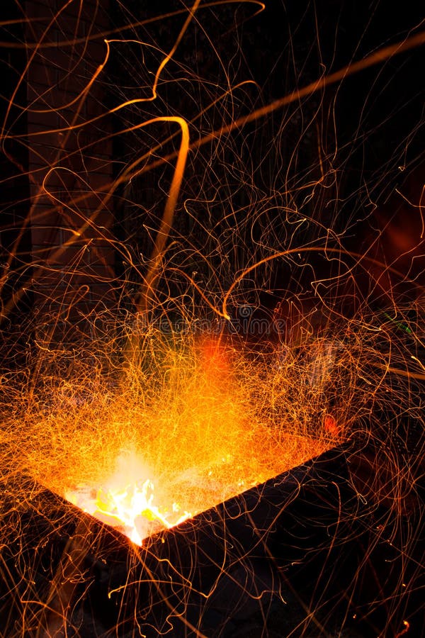 Sparks Flying Out the Fireplaces Stock Image - Image of fireplaces ...