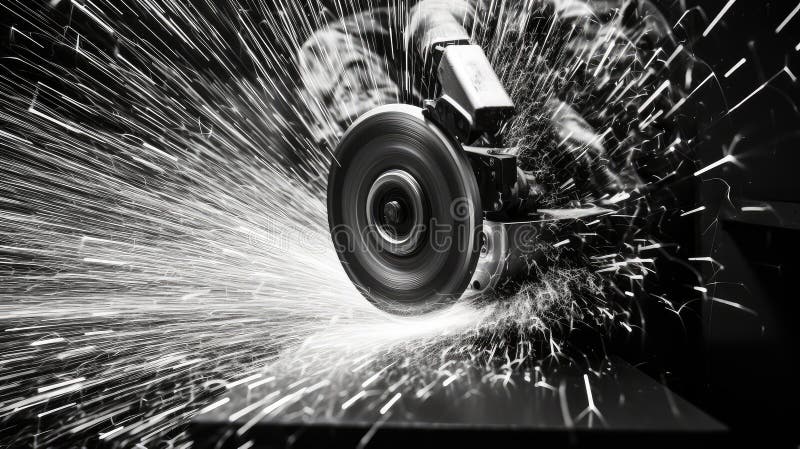 Sparks grinding metal stock illustration. Illustration of surface ...
