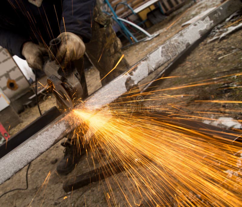 Sparks from Cutting Metal on the Rack Stock Image - Image of spark ...
