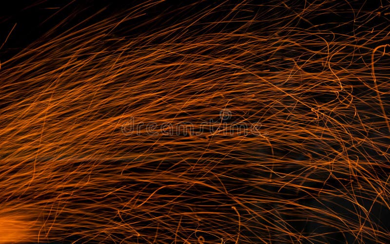 Sparks of an Open Campfire Scattering when a Gust of Wind Stock Image ...