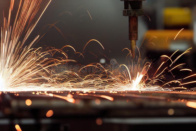 Sparks and Splash Welding Rolling Mill Welding Process. Stock ...