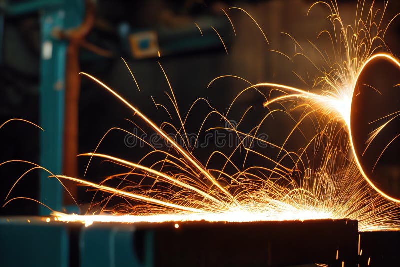 Sparks and Splash Welding Rolling Mill Welding Process. Stock ...