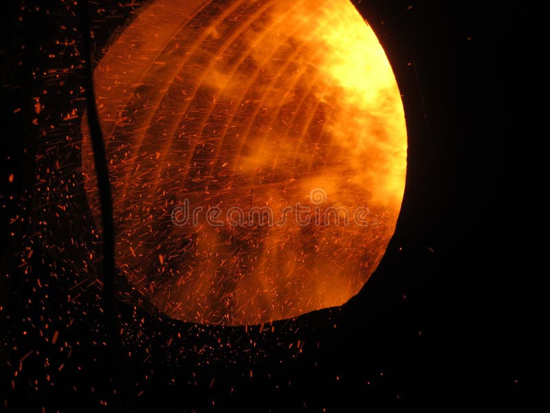 Sparks Visible during the Combustion of Fine Coal Stock Image - Image ...