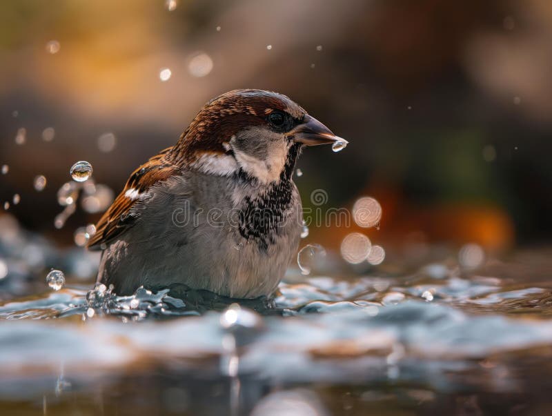 Sparrow Bath Time stock photo. Image of conservation - 310636612