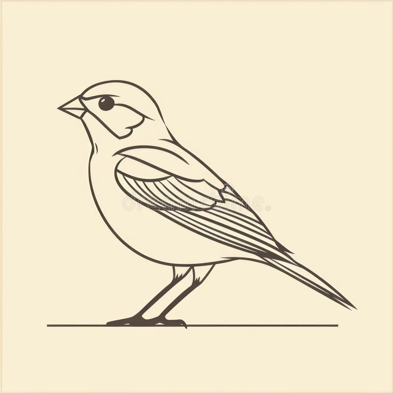 Sparrow Bird Cartoon Flat Illustration Minimal Line Art Stock ...