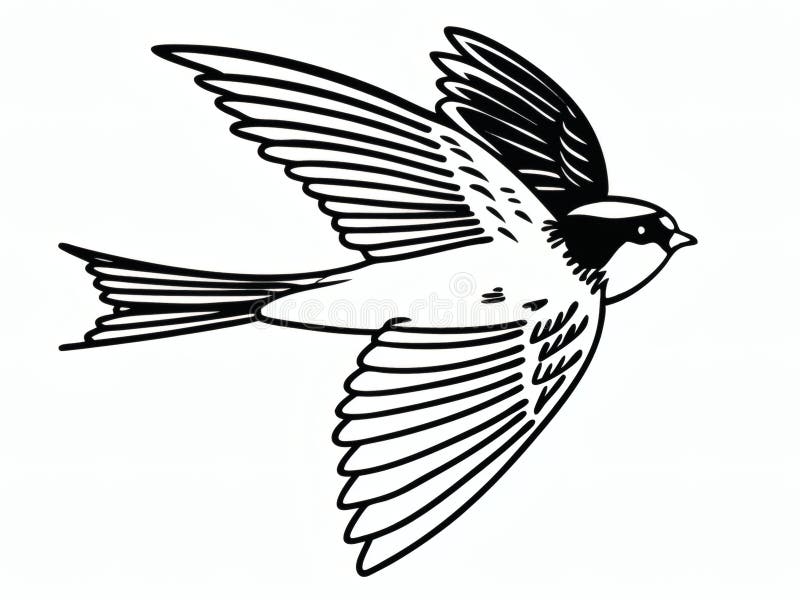 Sparrow Line Art Minimal Continuous Drawing Stock Image - Illustration ...
