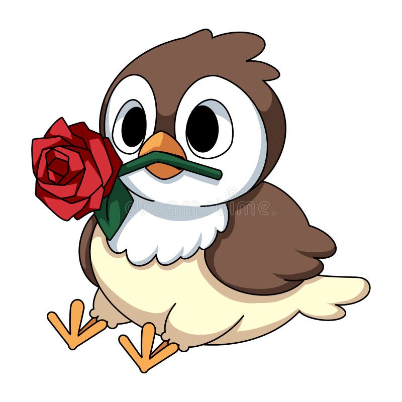 Sparrow Snd Red Rose Stock Illustration Illustration Of Character