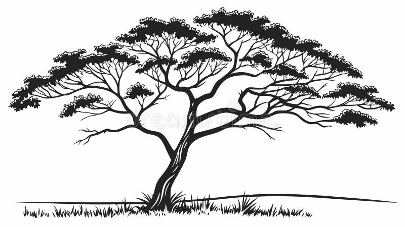 Sparse Tree Landscape Illustration, Nature and Environment Vector ...