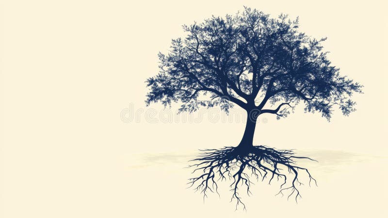 A Sparse Tree Sketch Highlighting Its Roots and Branches Stock Photo ...
