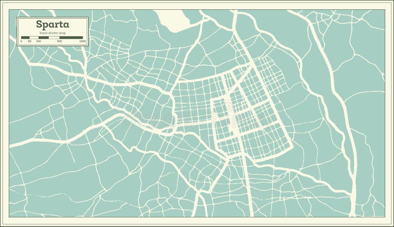 Sparta Greece City Map in Retro Style. Outline Map Stock Vector ...