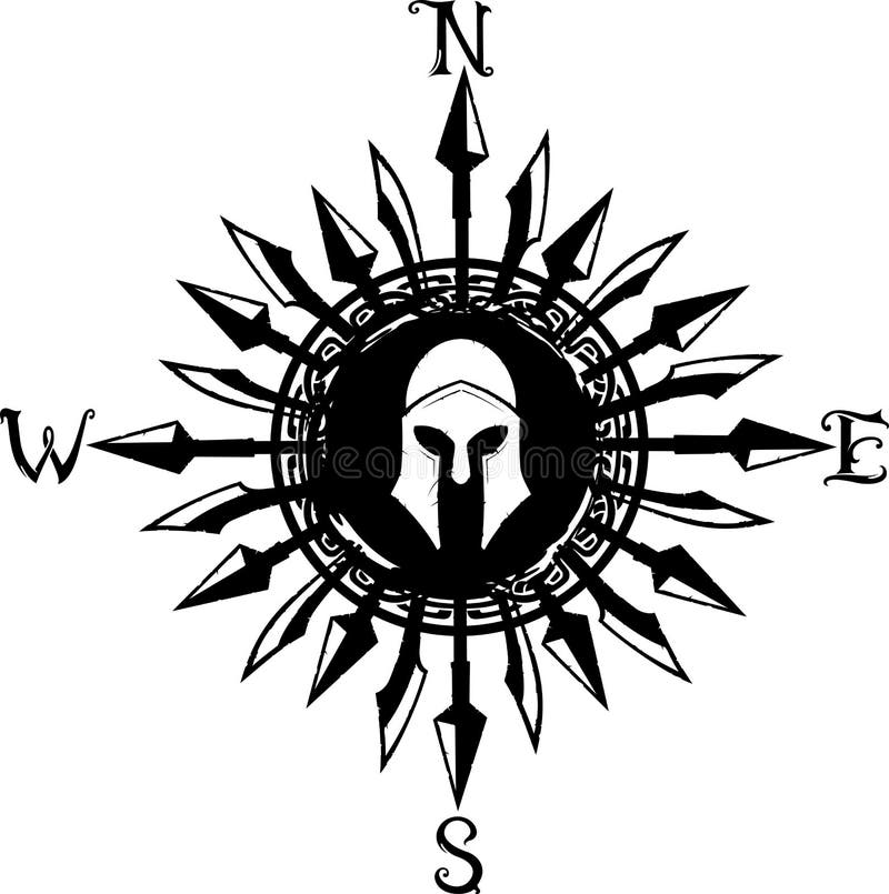 Spartan Compass Design Tattoo, Abstract Illustration Stock Vector ...