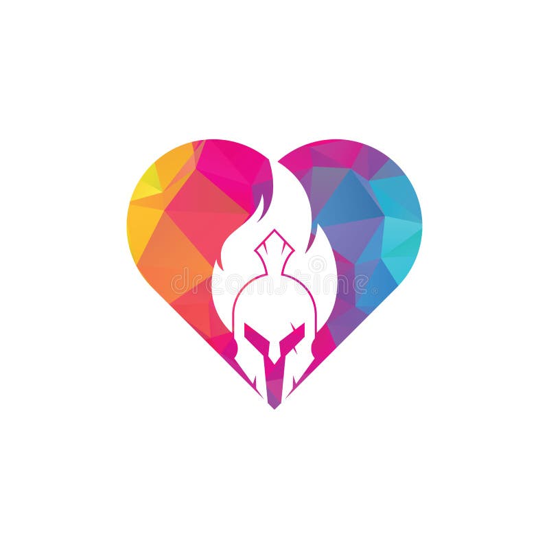 Spartan Heart Shape Concept Logo Design. Stock Vector - Illustration of ...
