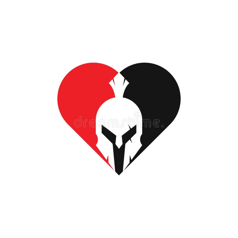 Spartan Heart Shape Concept Logo Design. Stock Vector - Illustration of ...