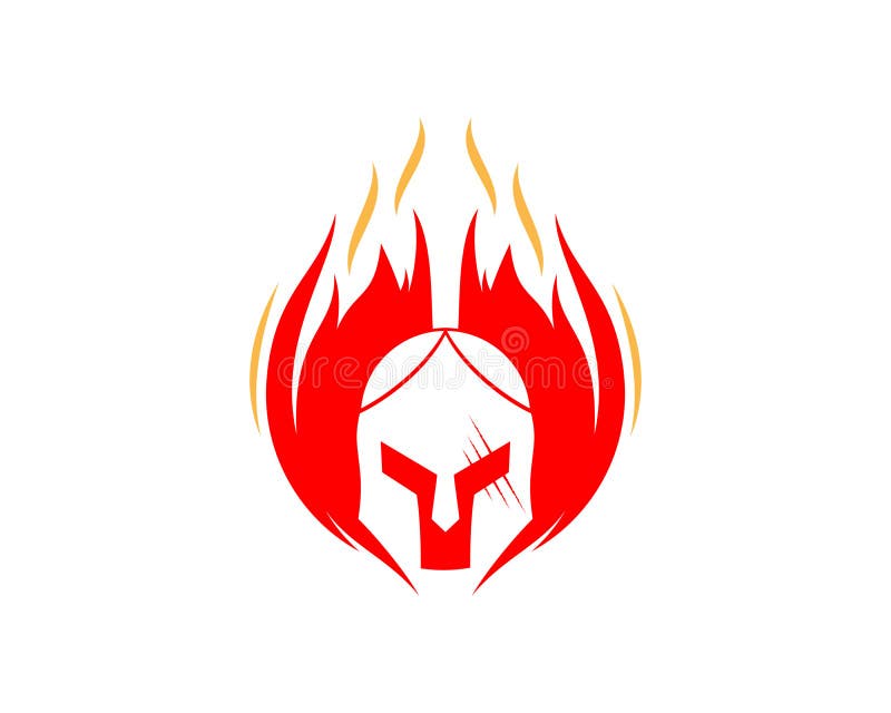Spartan Helmet Silhouette in the Fire Flame Logo Stock Illustration ...