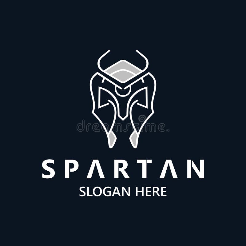 Spartan Helmet Warrior Logo Template. Spartan Flat Design Vector Stock ...