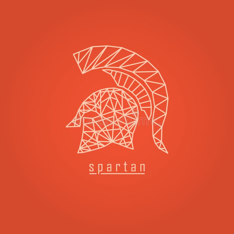 Spartan Origami Design. White Color and Text with Orange Background ...