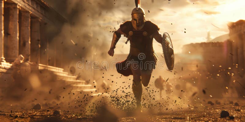 Spartan Warrior in Battle. Created by Generative Artificial ...