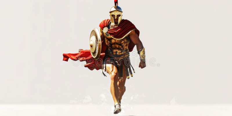 Spartan Warrior Charging into Battle. Created by Generative Artificial ...