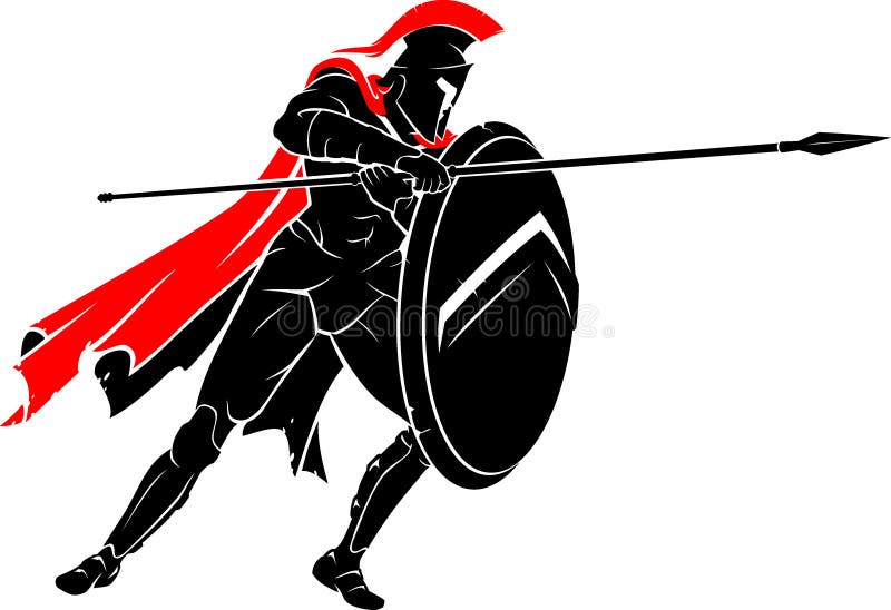 Spartan Warrior Guard and Defend Stock Vector - Illustration of round ...