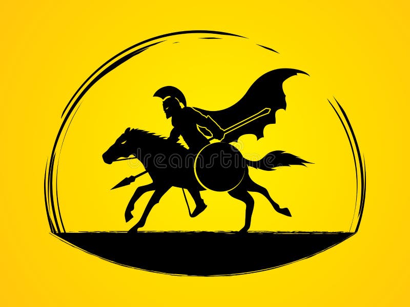 Spartan Warrior Riders with a Spear Stock Vector - Illustration of ...