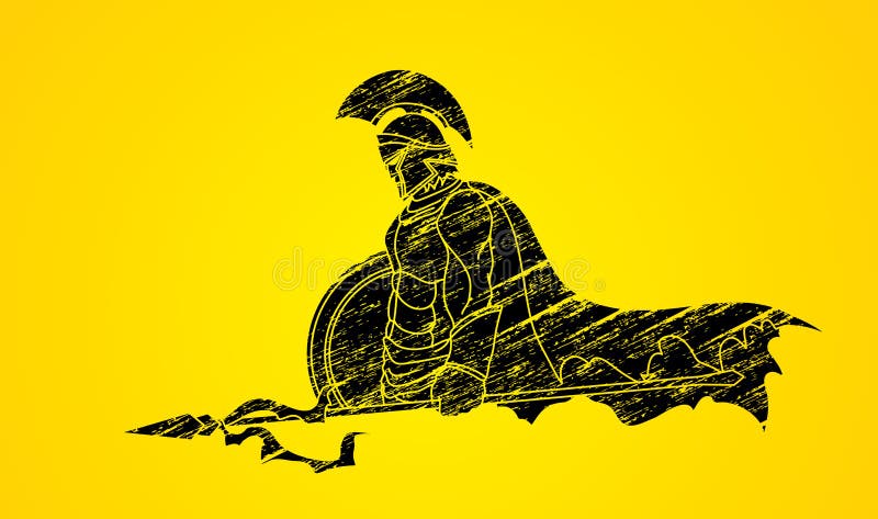 Spartan Warrior with Spear and Shield Stock Vector - Illustration of ...