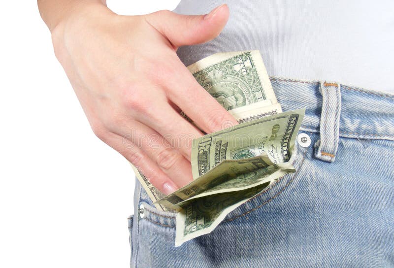 Geld in einer Tasche Jeans stockbild. Bild von zahl, fonds - 4504303