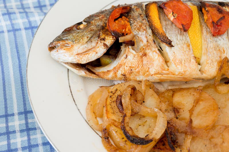 Sparus aurata baked stock photo. Image of grilled, diet - 83909640