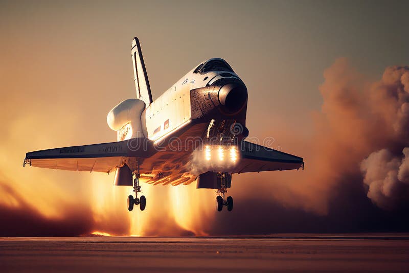 Spase Shuttle Landing on Planet. Created with Generative Ai Stock ...
