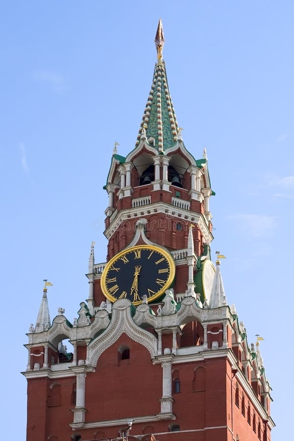 Spasskaya Tower stock photo. Image of details, blue, kremlin - 19137364