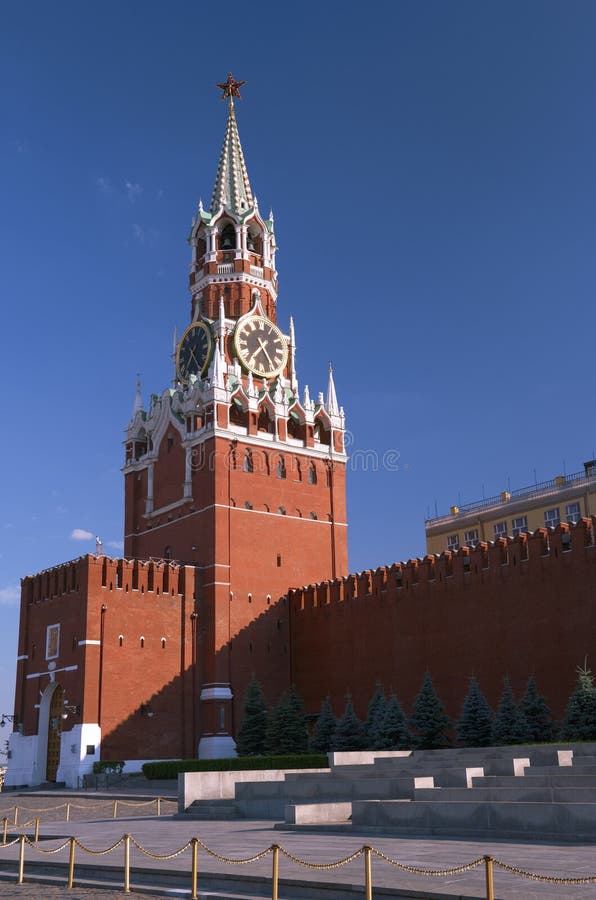 Spasskaya Tower stock image. Image of brick, chimes, star - 26655685