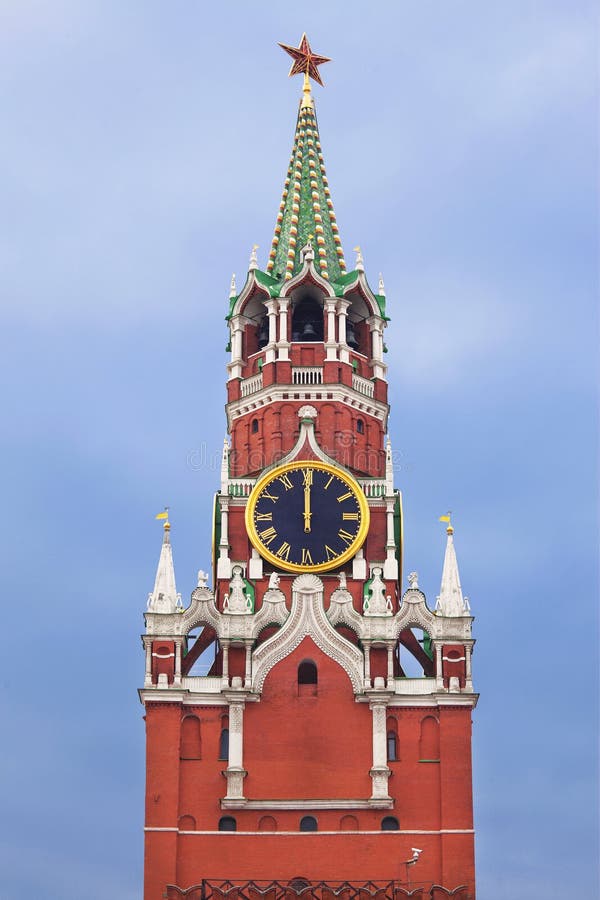 The Spasskaya Tower with the Chiming Clock of the Kremlin Stock Image ...