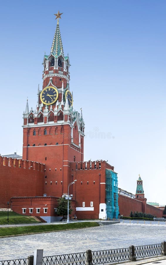 Spasskaya Tower in Kremlin, Moscow Stock Photo - Image of history ...