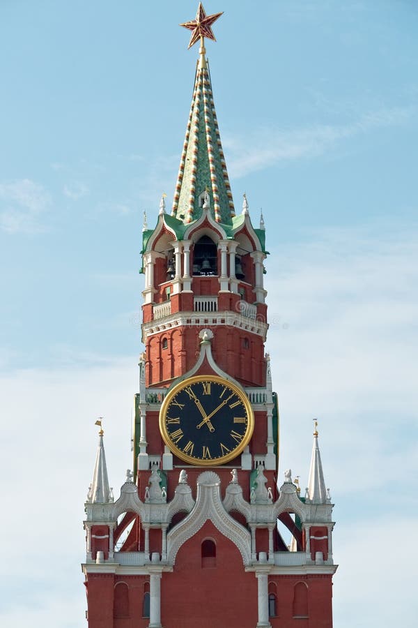 Spasskaya Tower on Red Square in Moscow, Russia Stock Photo - Image of ...
