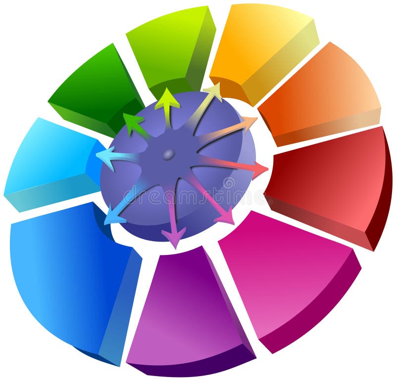 Spatial Circle Graph with Arrows Stock Illustration - Illustration of ...