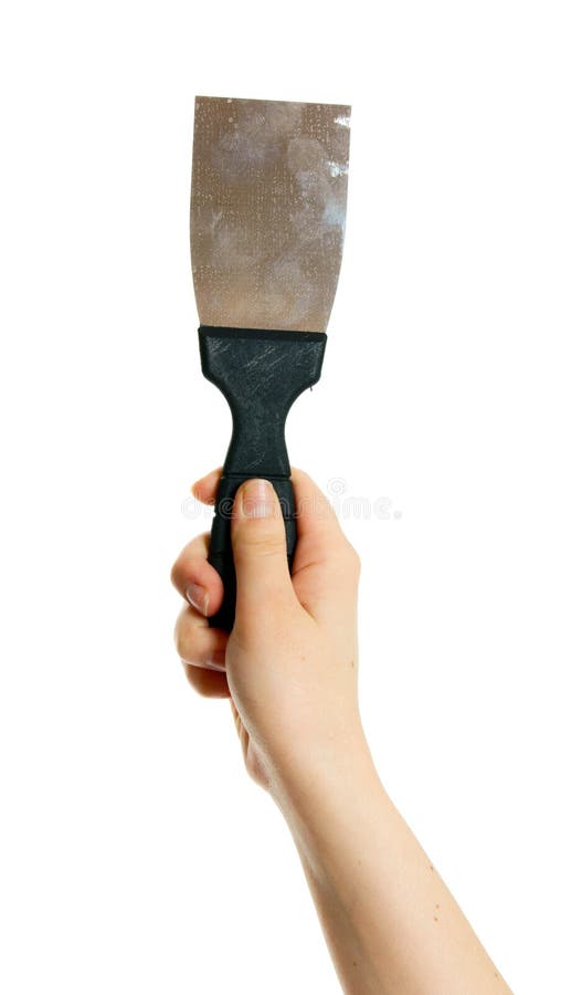 Spatula in Hand on White Background Stock Image - Image of mechanic ...